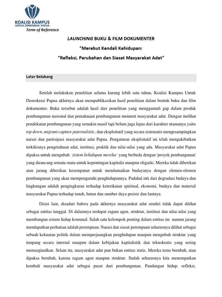 ToR Launching Buku | PDF