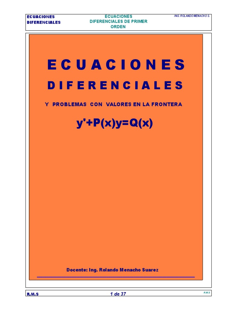 Tema1 ED | PDF | Ecuaciones | Ecuación diferencial parcial