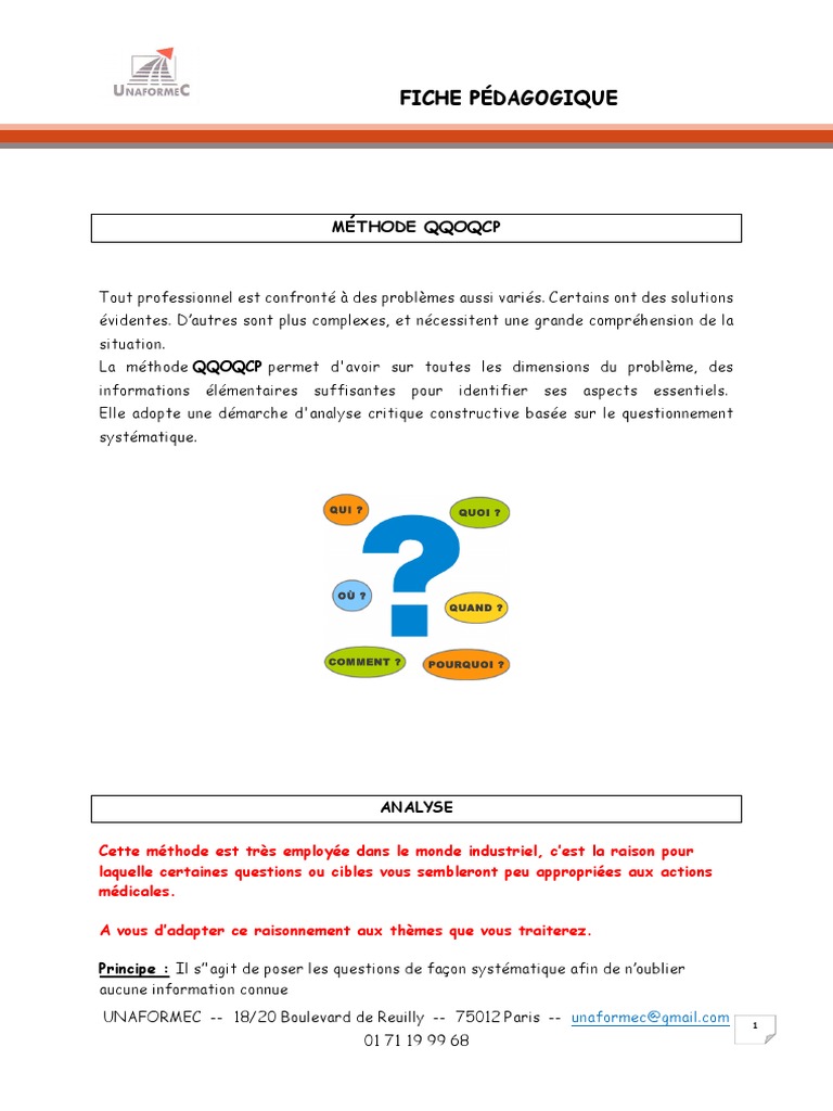 Méthode QQOQCP : Analyse de Problèmes | PDF | Risque
