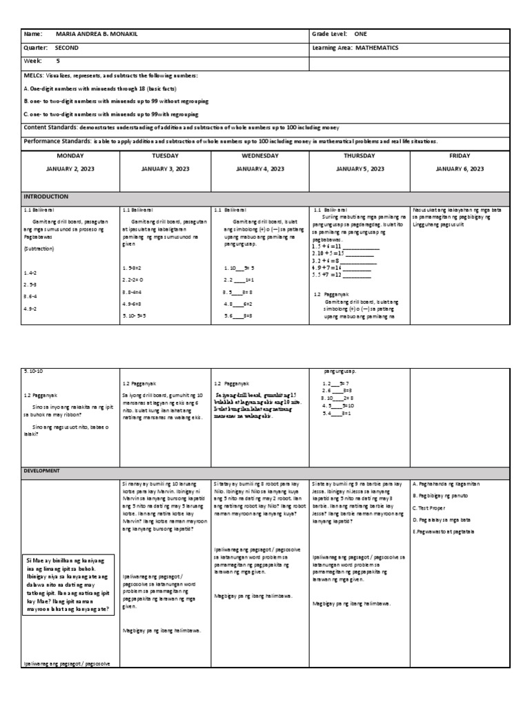 Q2 Math1 Week 5 | PDF