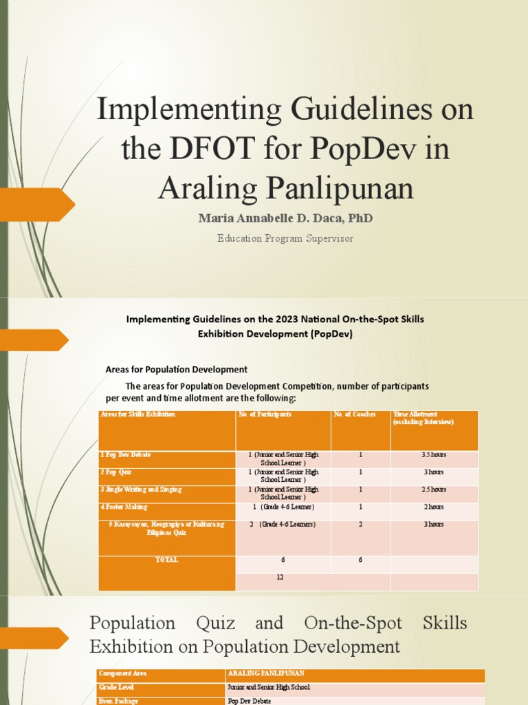 Implementing Guidelines On The DFOT For PopDev in | PDF | Critical Thinking | Cognition