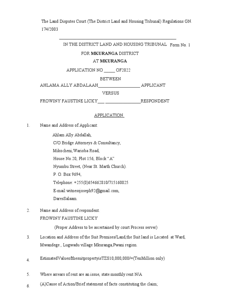 Ahlam Ally Application | PDF | Civil Law (Common Law) | Justice