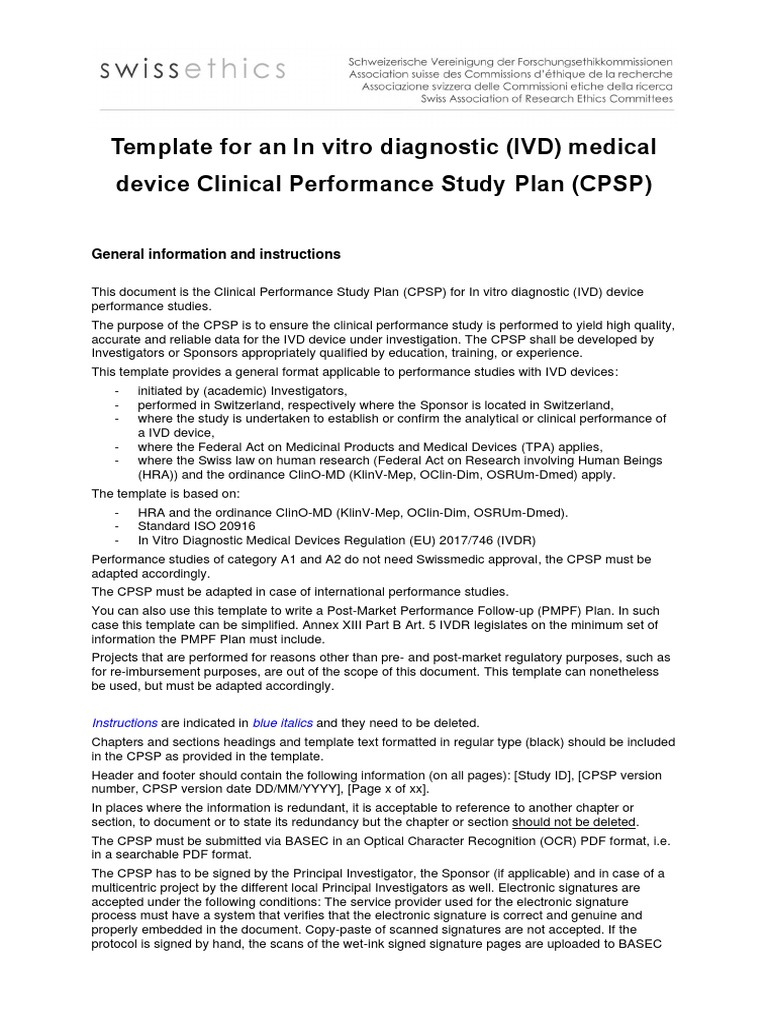 Clinical Performance Study Plan Template e Klinv-Mep v1.0 27.06.2022 ...