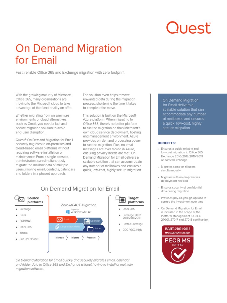 On Demand Migration For Email Datasheet 68578 | PDF | Cloud Computing ...