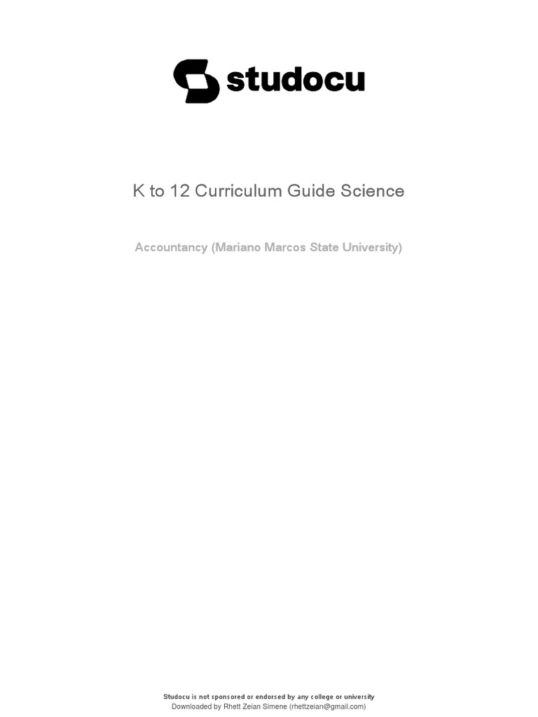 K To 12 Curriculum Guide Science | PDF