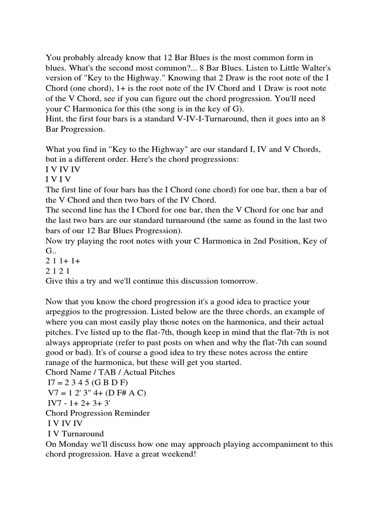8 Bar Blues Progression Explained | PDF | Chord (Music) | Harmony