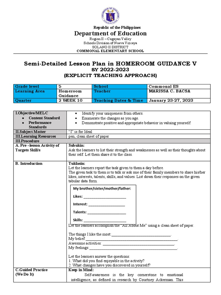 Dlp Hgp Quarter 2 Week 1 2 Pdf Thought Learning