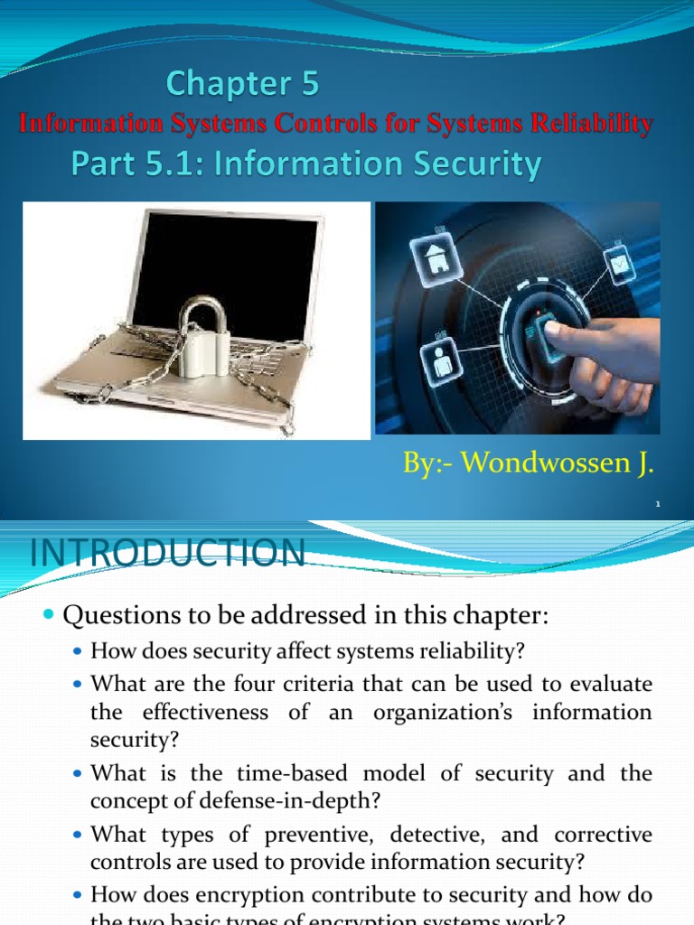 Ais Chapter 5 Information Systems Controls For Systems Reliability