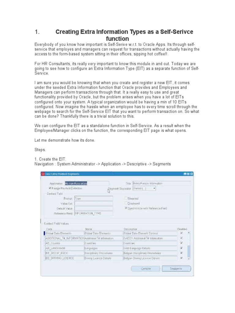 Creating EIT As A Self Service | PDF | Oracle Corporation | Computer Engineering