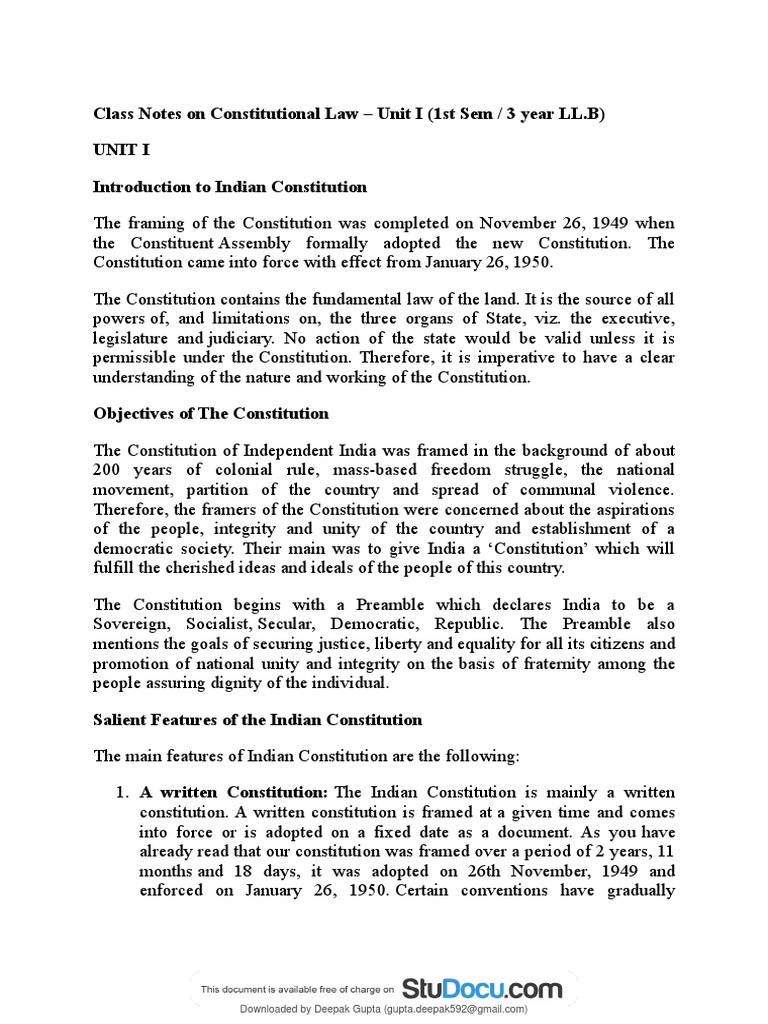 LLB Notes Constitutional Law Complete Units | PDF | Rule Of Law ...
