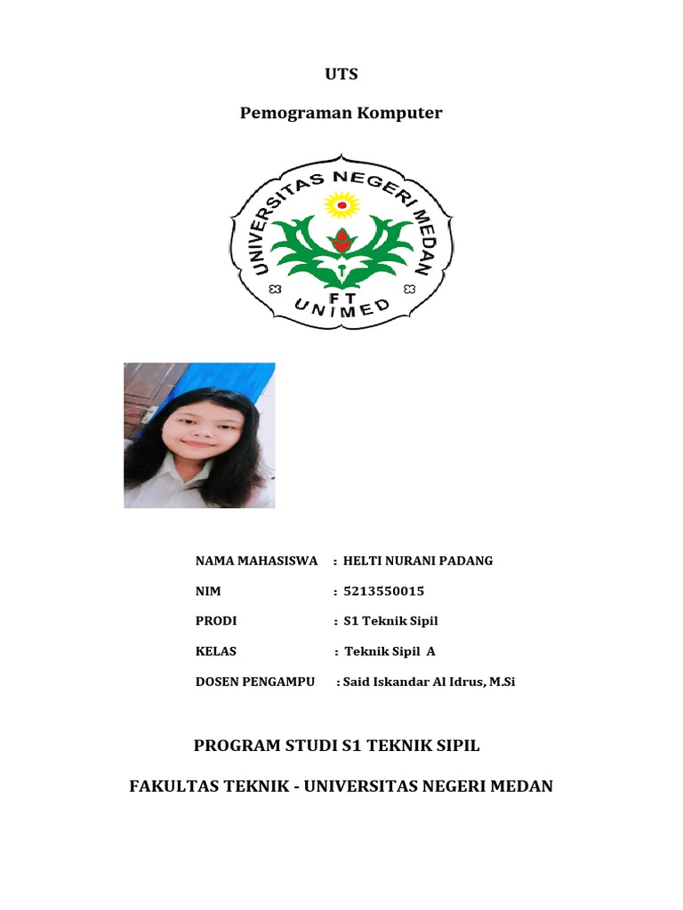UTS - Pemograman - Komputer - Helti Nurani Padang (5213550015) | PDF | Teknologi & Rekayasa