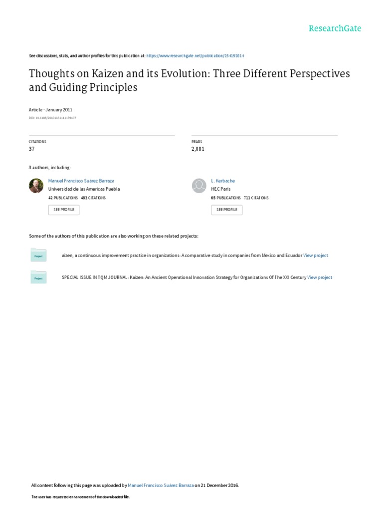 Kaizen Evolution: Three Perspectives | PDF | Business Process ...