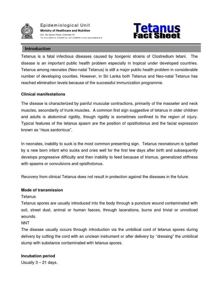 Fact Sheet Tetanus | PDF | Vaccines | Health Sciences