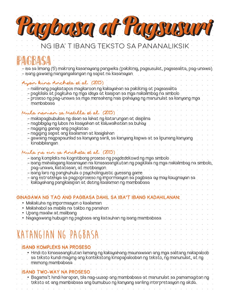 Filipino Notes-Week 1-8 | PDF