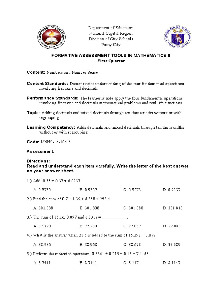Ratio and Proportion Worksheets for Grade 6 | PDF | Learning | Decimal