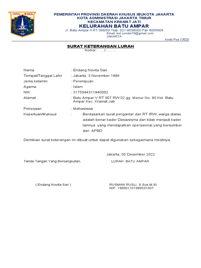 Surket Lurah 007 | PDF