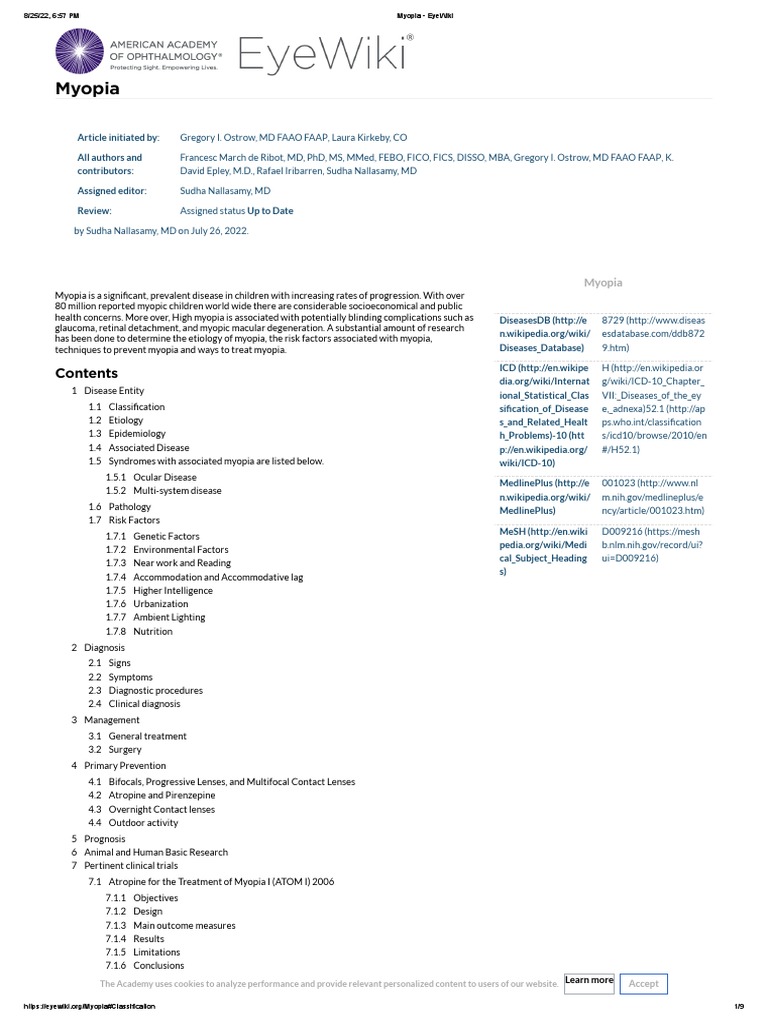 Myopia - EyeWiki | PDF | Optics | Ophthalmology
