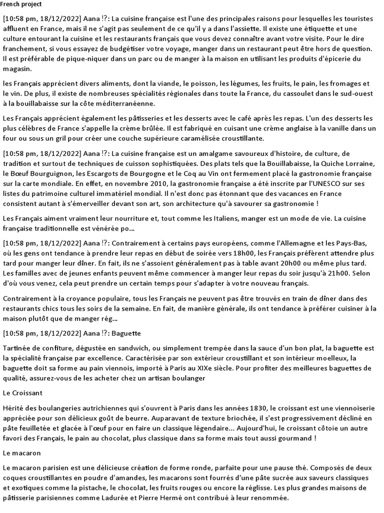 French Project | PDF | Macaron | Cuisine française