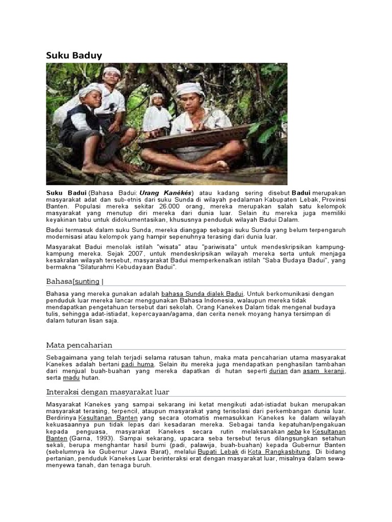 Kehidupan dan Bahasa Suku Baduy | PDF