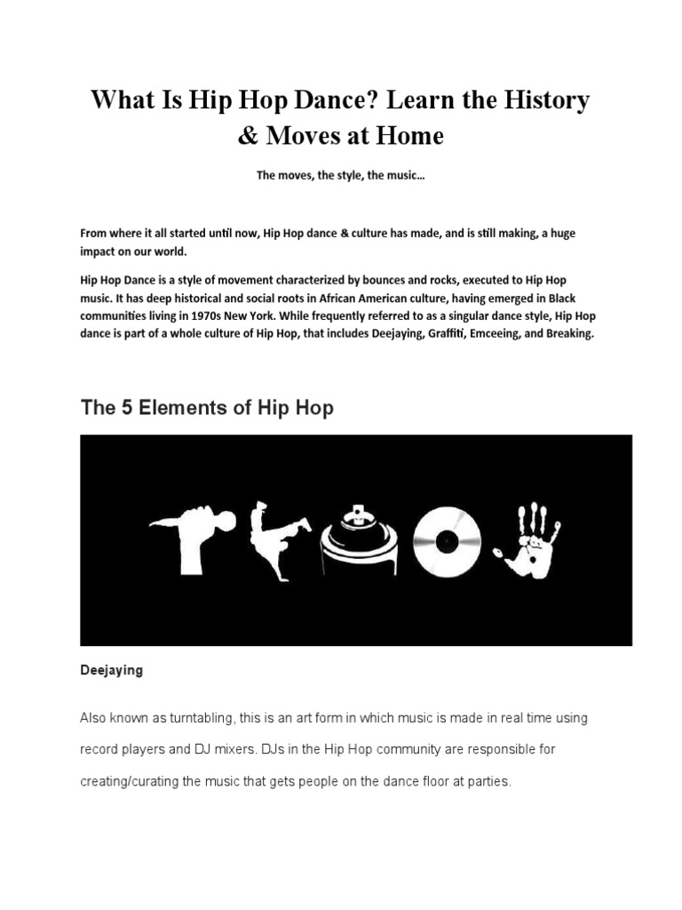 Understanding Hip Hop Dance History & Elements | PDF | Art