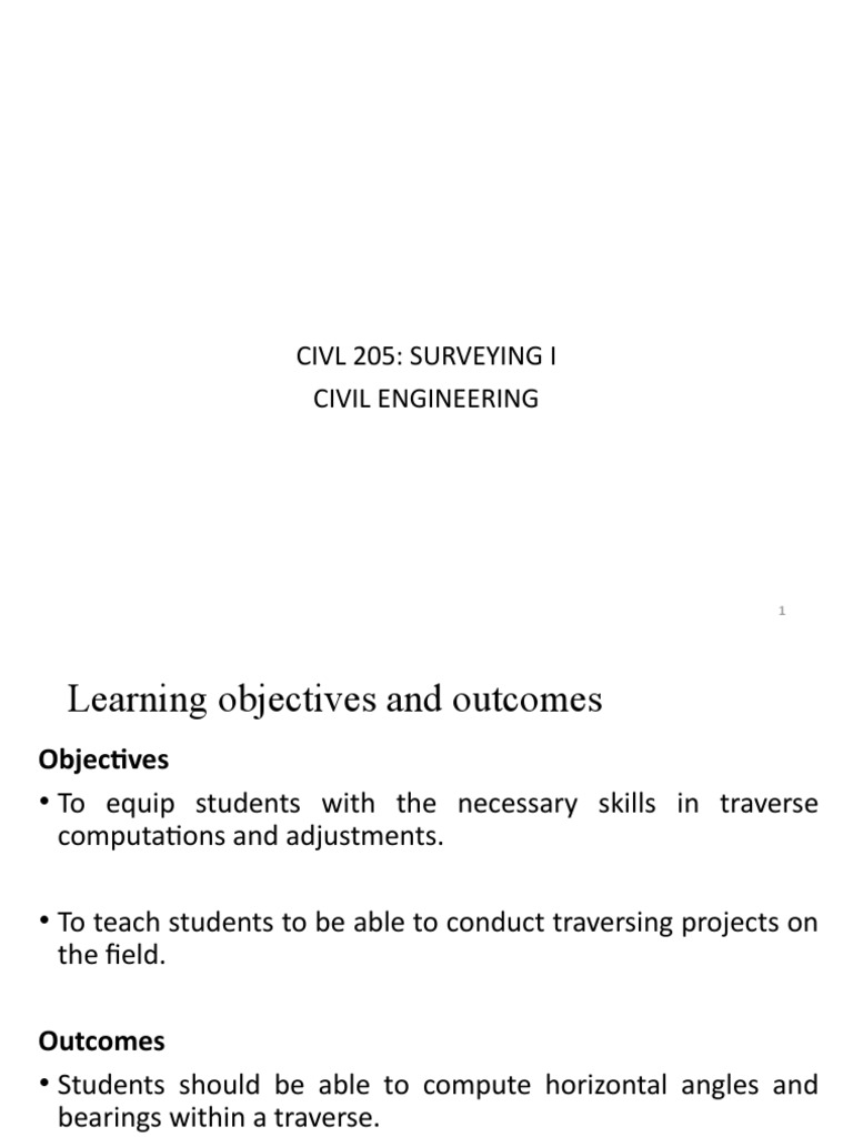 L3 Traverse Computations and Adjustments | PDF | Surveying | Angle