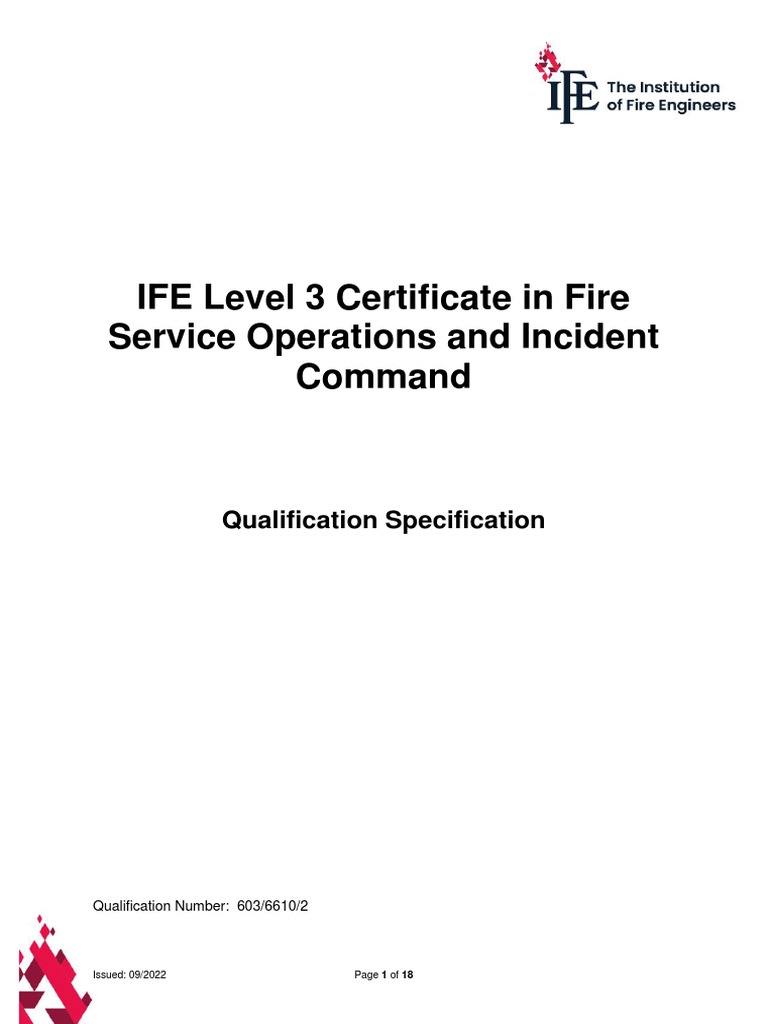 926 IFE Level 3 Certificate in Fire Service Operations and Incident ...