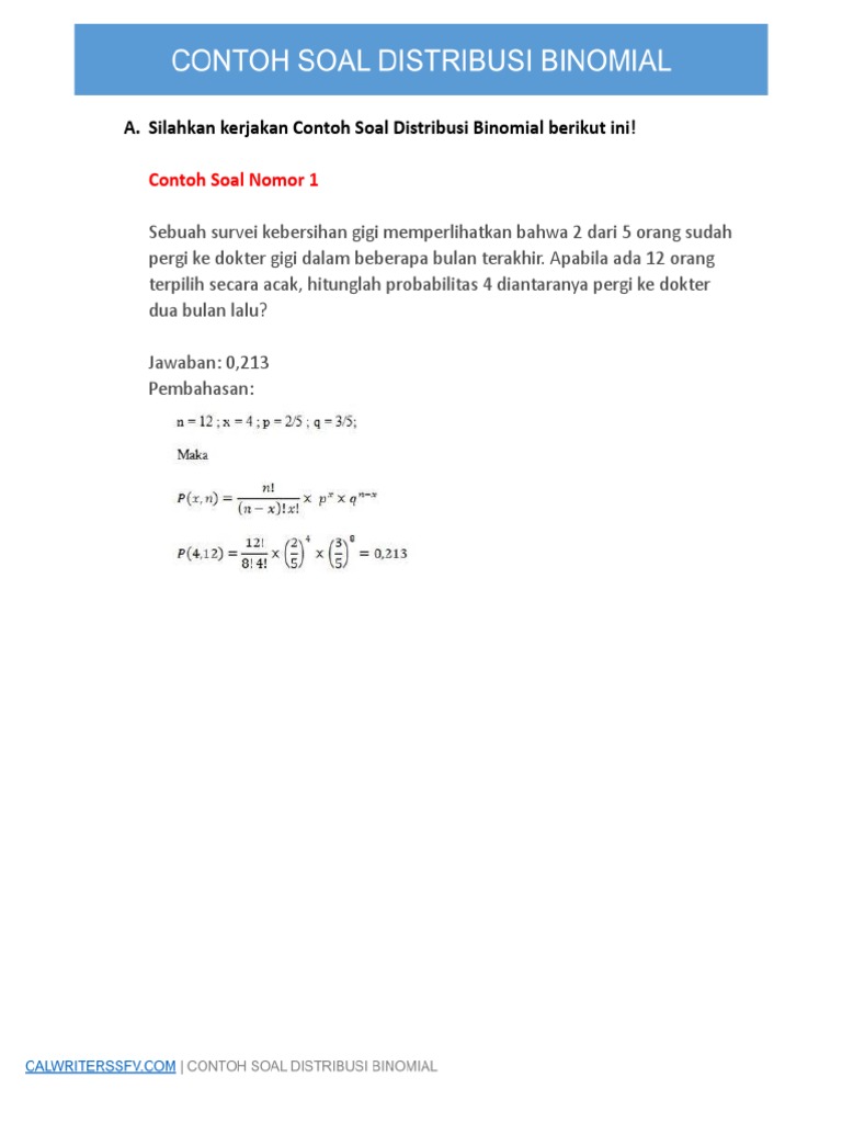 Contoh Soal Distribusi Binomial | PDF