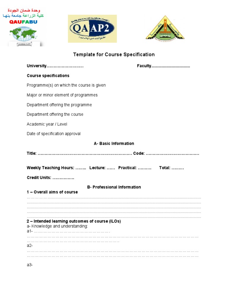 Template For Course Specification | PDF | Cognition | Education Theory