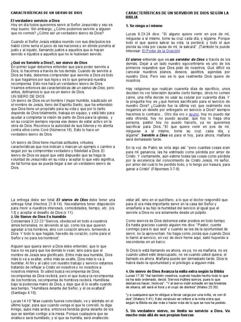 Características de Un Siervo de Dios | PDF | Cristo (título) | Dios