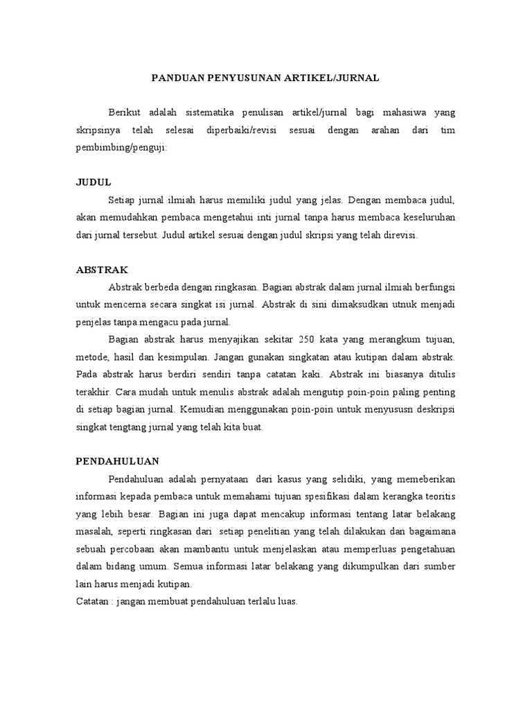 Panduan Penulisan Artikel | PDF