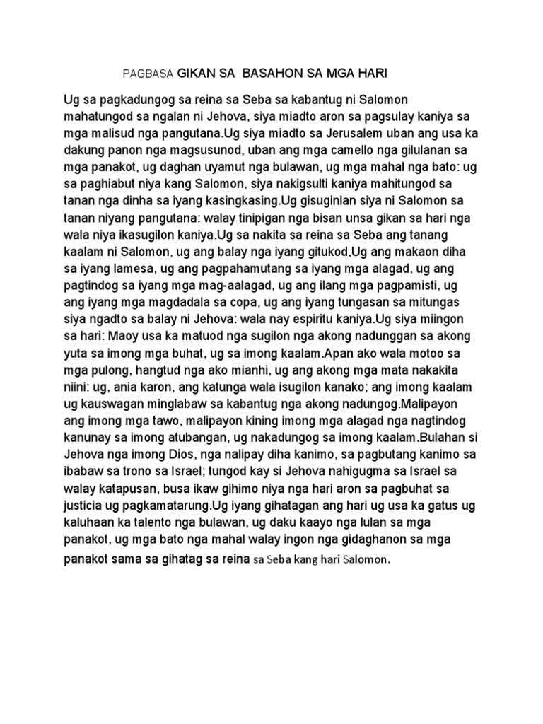 Pagbasa Gikan Sa Basahon Sa Mga Hari | PDF