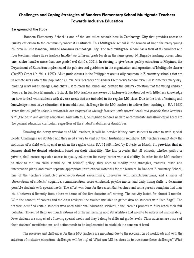 Multigrade Teachers' Inclusive Ed Challenges | PDF | Inclusion ...