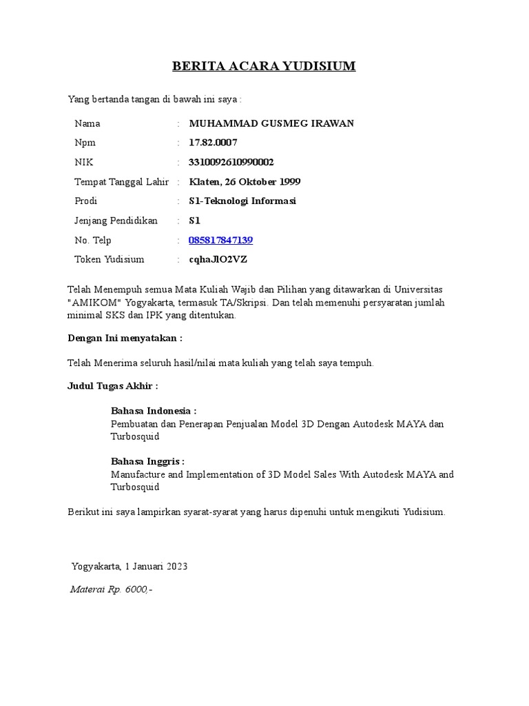 Berita Acara Yudisium | PDF