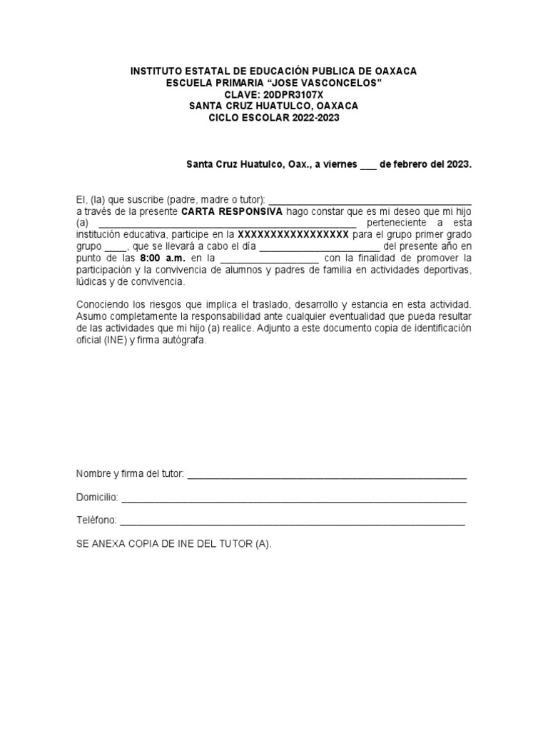 Formato Carta Responsiva | PDF