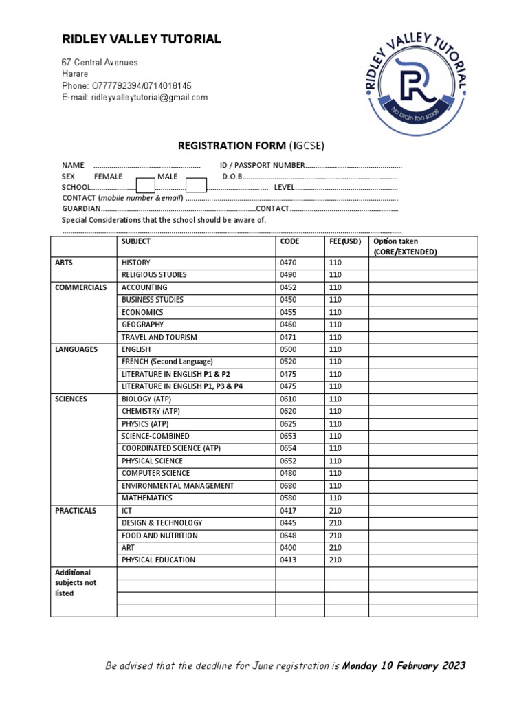 Registration Form Fees (Repaired) | PDF | Science