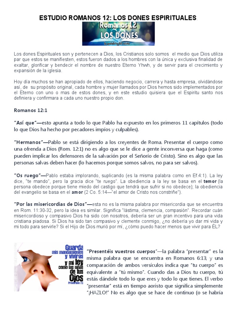 Dones Espirituales y Romanos 12 | PDF | Cristo (título) | Profecía