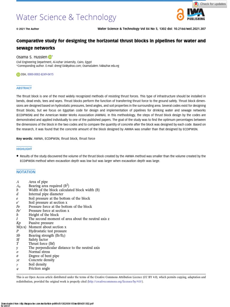 Comparative Study For Designing The Horizontal Thrust Blocks in ...