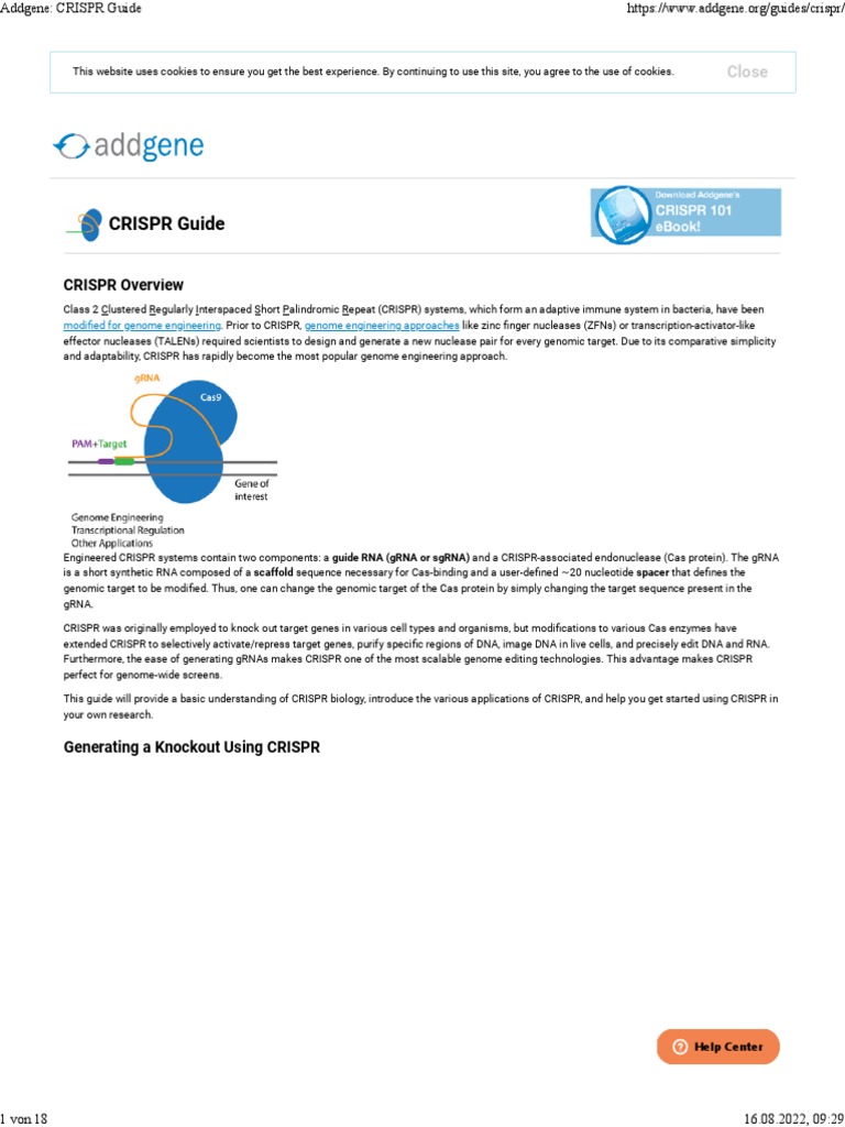 Addgene CRISPR Guide | PDF | Crispr | Epigenetics