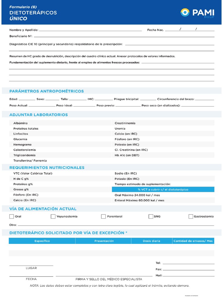 Formulario Dietoterapico | PDF