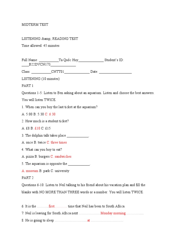 Midterm Test | PDF | Art