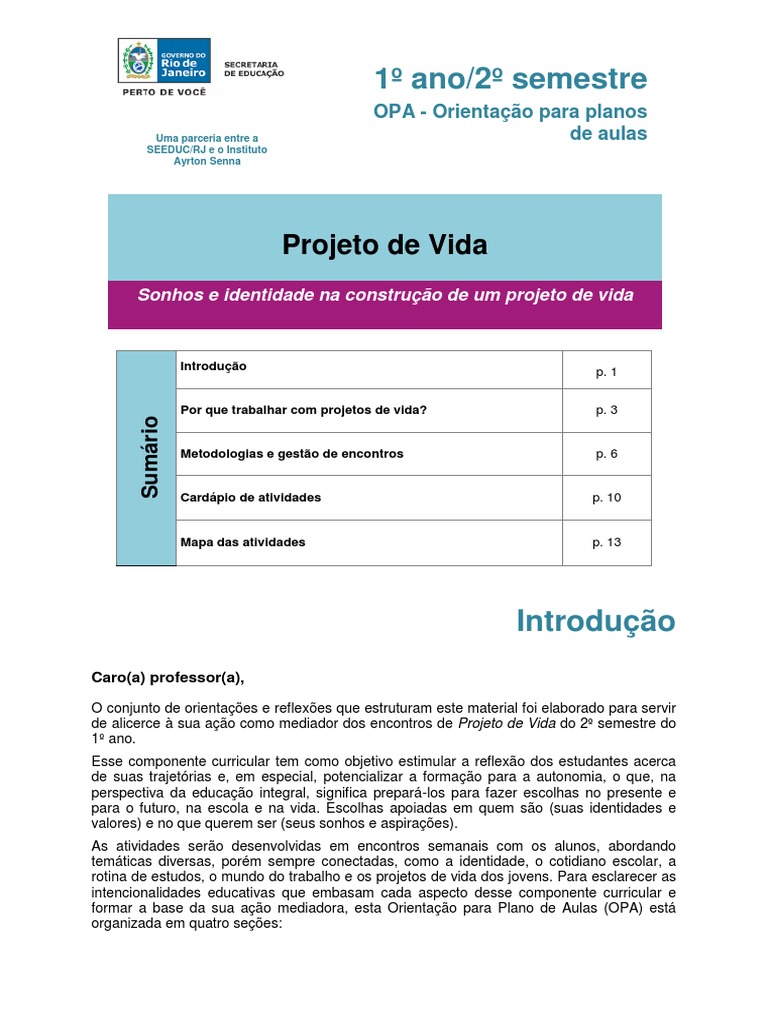 Orientações Para O Desenvolvimento Do Componente Curricular Projeto De