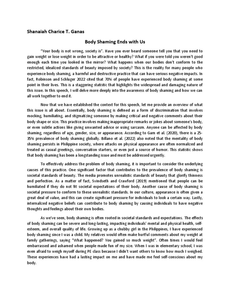 Ending Body Shaming Together | PDF | Shame | Self Esteem