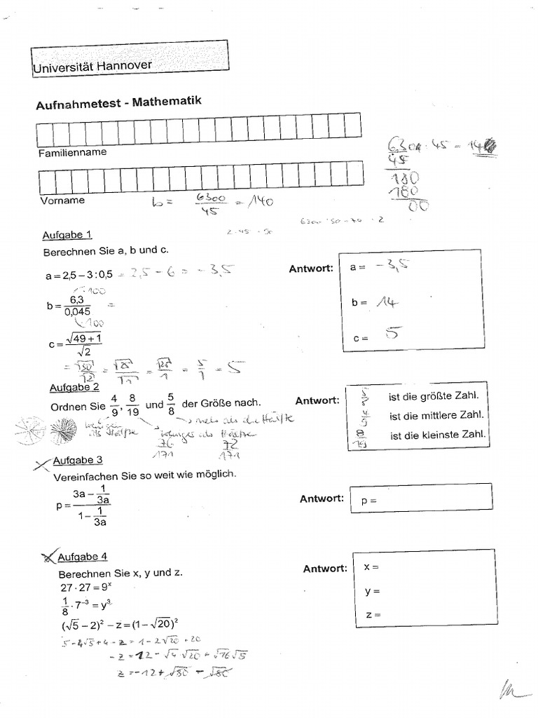 Musterbeispiele Aufnahmeprüfung | PDF