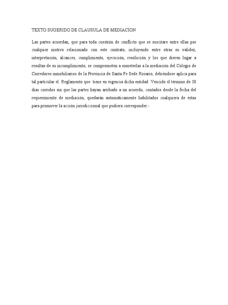Modelo de Clausula de Mediacion | PDF