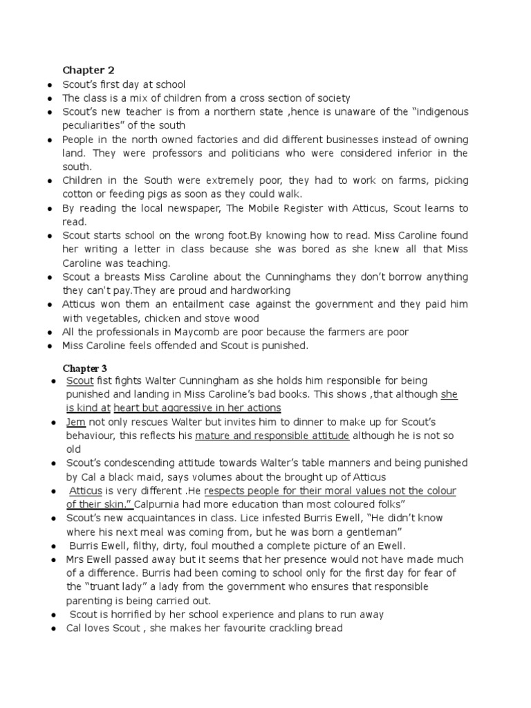 TKAMB Summary Chapter 2 & 3 (1) To Kill A Mocking Bird | PDF | To Kill ...