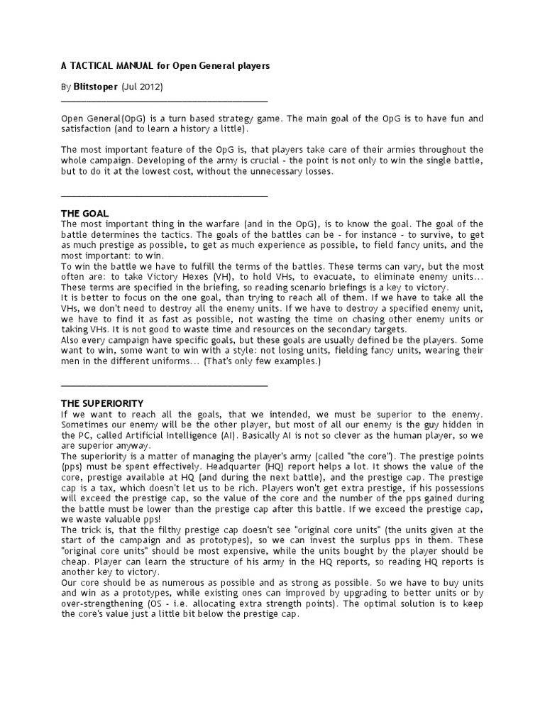 Opengen Tactical Manual | PDF | Artillery | Infantry