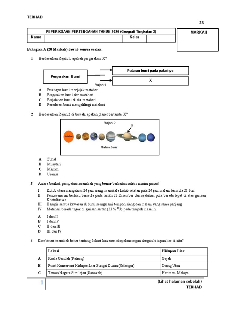 Soalan PPT Geografi T3 | PDF