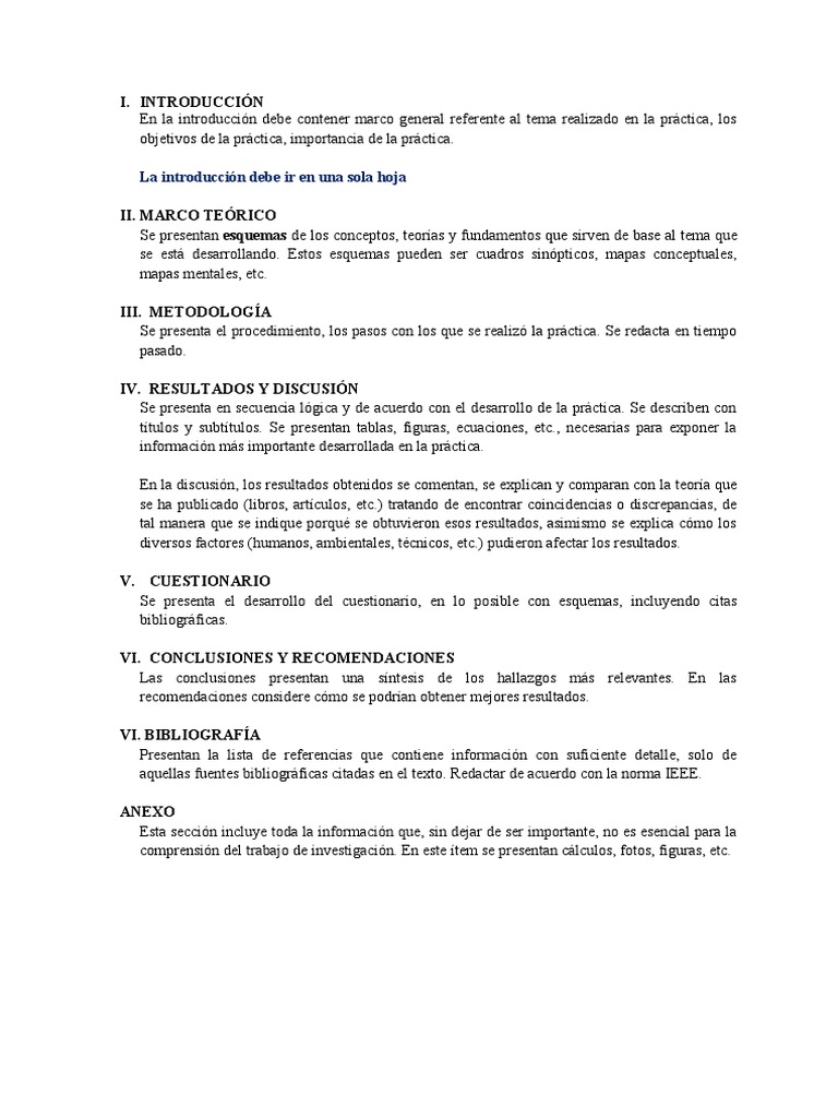 Esquema de Informe de Práctica de Laboratorio | PDF
