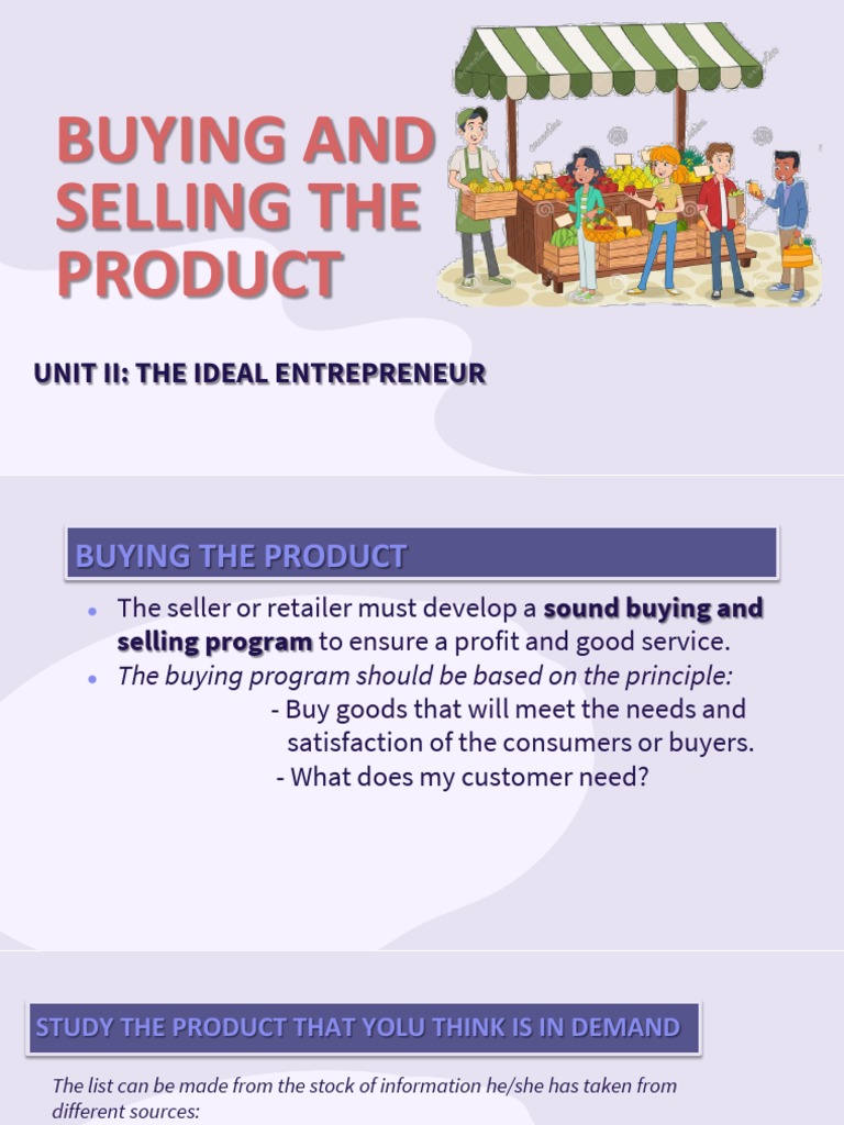 Lesson 8 - Buying and Selling The Product | PDF | Sales | Product ...