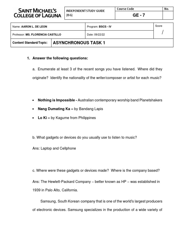 Asynchronous Task 1 | PDF | Globalization | Hewlett Packard